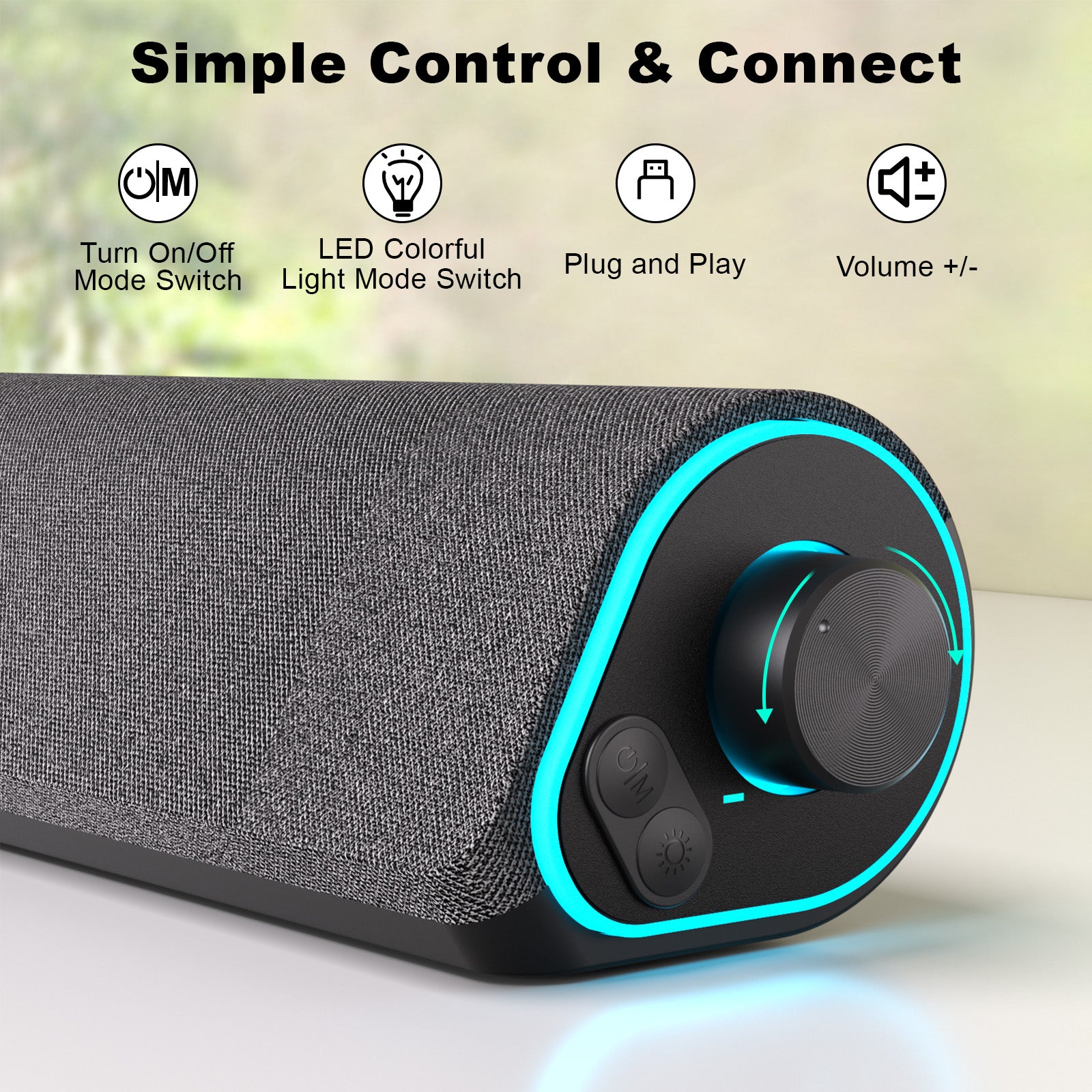 SOULION R50 Bluetooth Computer Speakers, 3.5mm PC Sound Bar for Deskto ...