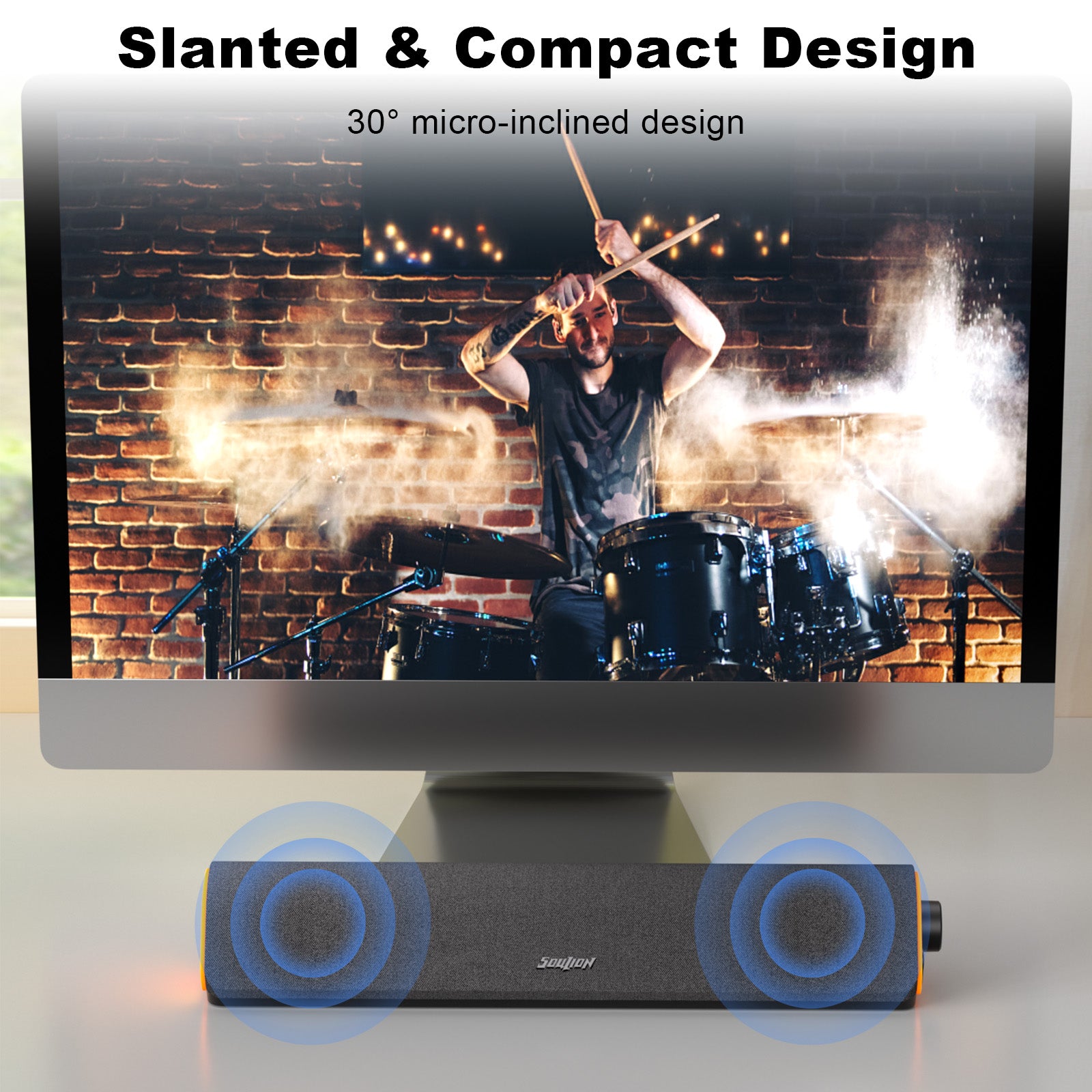 SOULION R50 Bluetooth Computer Speakers, 3.5mm PC Sound Bar for Deskto ...
